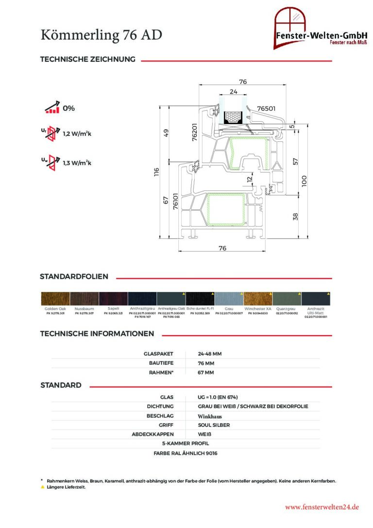 Kömmerling 76 AD | Fenster-Welten-GmbH